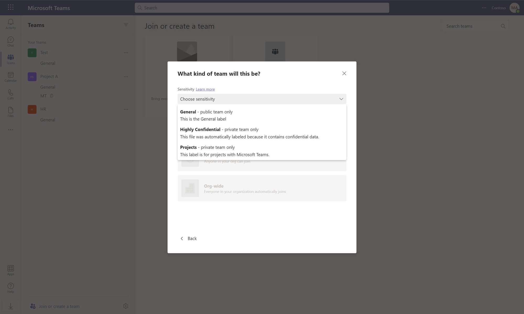 Classifying your Teams sensitivity labels