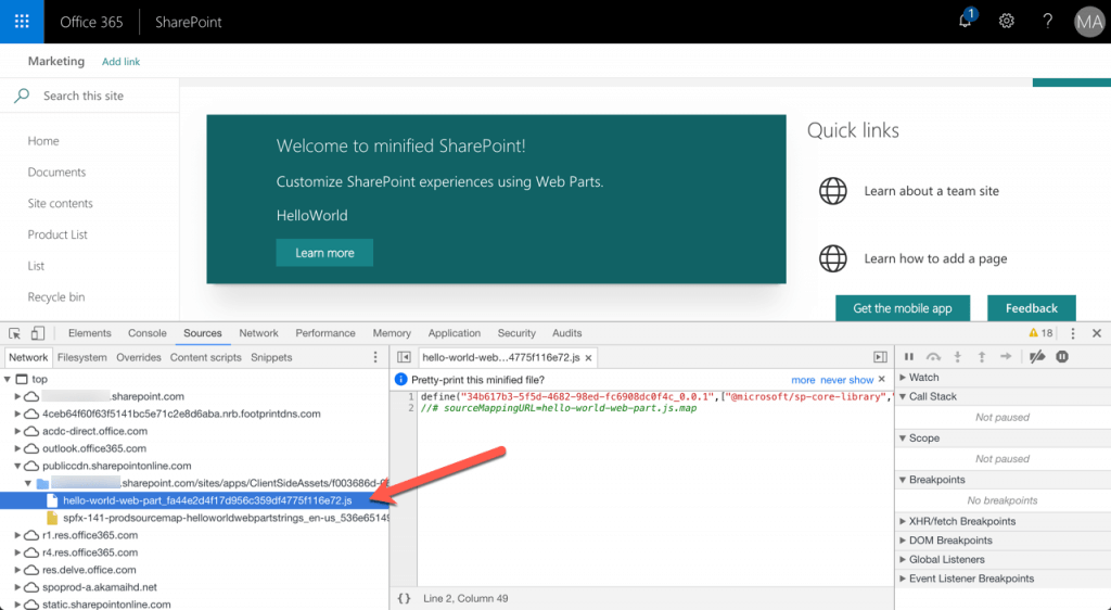 Easily debug production version of your SharePoint Framework solution