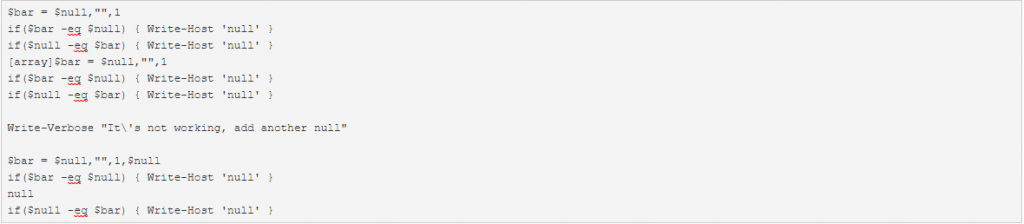 PowerShell – Null comparison demystified