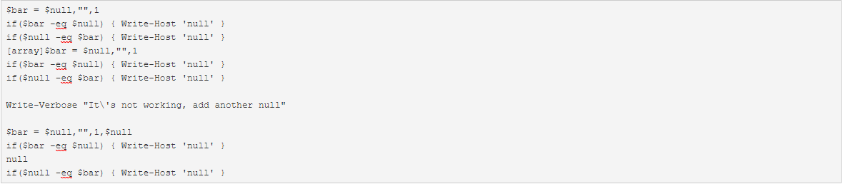 PowerShell – Null comparison demystified
