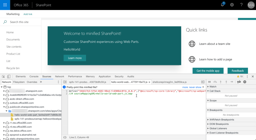 Easily Debug Production Version Of Your Sharepoint Framework Solution