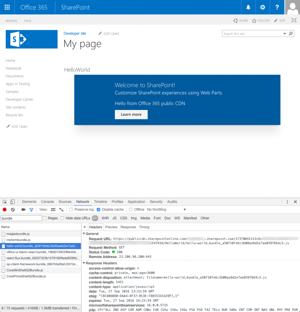 Publish SharePoint Framework client-side web parts to Office 365 public CDN